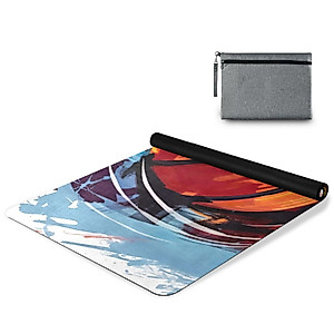 GOODOLD Basketball Yoga Mat, 71 x 26 Inch Non-slip Yoga Mats Folding Travel Exercise Mat Indoor Outdoor Gym Pilates with Storage Bag for Women Men