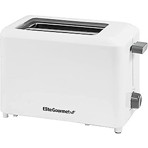 Elite Gourmet ECT-1027 Cool Touch Toaster, 7 Toast Settings Cancel Functions, Slide Out Crumb Tray, Extra Wide 1.5" Slots for Bagels Waffles Specialty Breads, Puff Pastry, Snacks, White