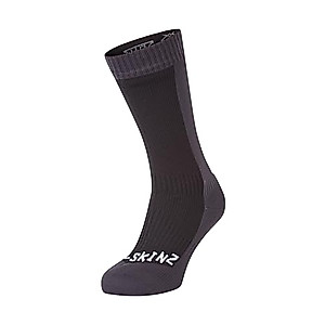 SEALSKINZ Unisex Waterproof Cold Weather Mid Length Sock, Black/Grey, Large
