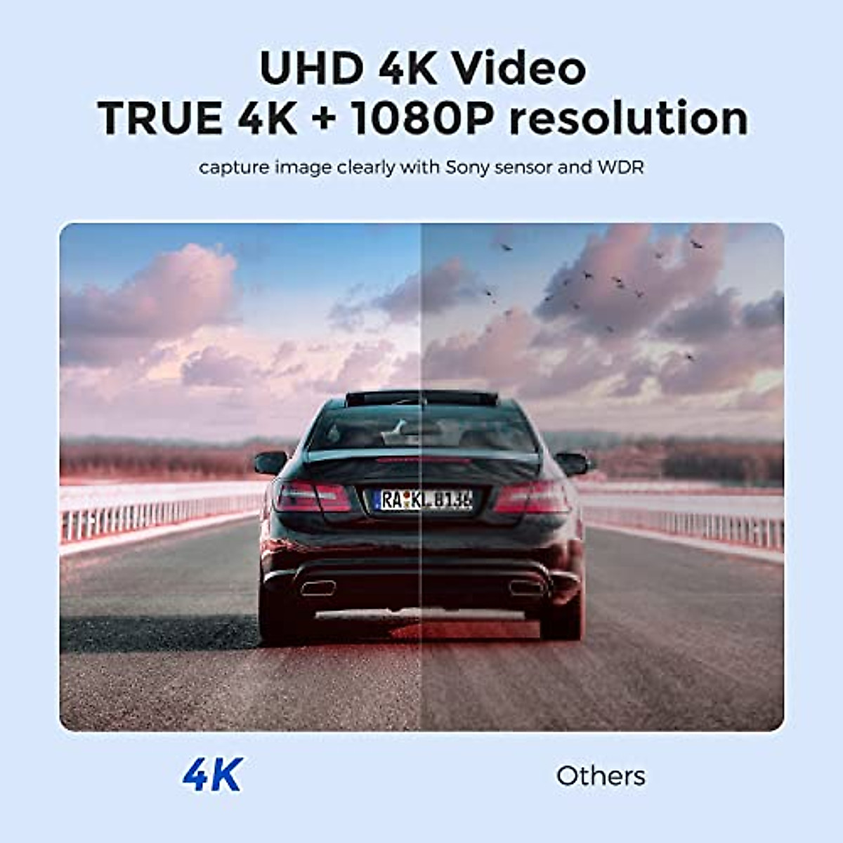 AZDOME 12" 4K Mirror Dash Cam, Split-Screen Display Rear View Mirror Camera, Waterproof Backup Camera, Dual Dash Camera for Cars, Night Vision, Parking Monitor, 64GB Card & GPS