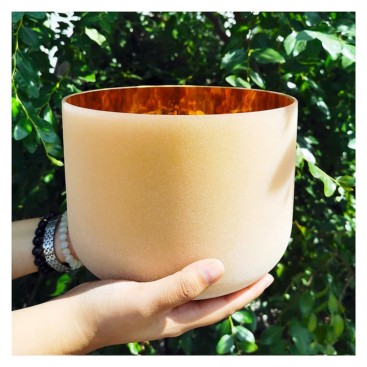 ZZZYW 11 Inch Gold Chakra Tuned Frosted Quartz Crystal Singing Bowl CDEFGAB Any One Note for Sound Healing Meditation Mind Focus (Color : 432Hz Note G)