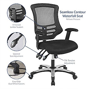 Modway Calibrate Mesh Adjustable Computer Desk Office Chair in Black