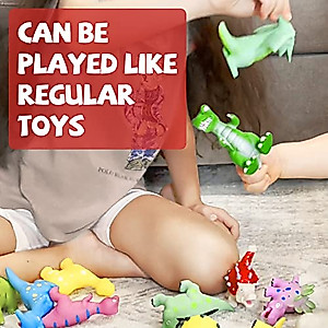 No Hole Baby Dinosaur Bath Toys for Toddler, 12 PCS Mold Free Kids Bathtub Pool Toys