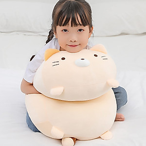 MMguai 24" Cute Big Cat Plush Soft Body Pillow Kitten plushies, Large Fat Cat Stuffed Animals Toy Room Decor, Gift for Girls Kids Halloween, Christmas, Thanksgiving, Birthdays
