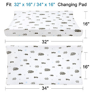 Vanillscent 2 Pack Cotton Baby Fitted Changing Pad Covers, Woodland Changing Pad Liner for Baby Boys Girls - VBCPC22FB - C