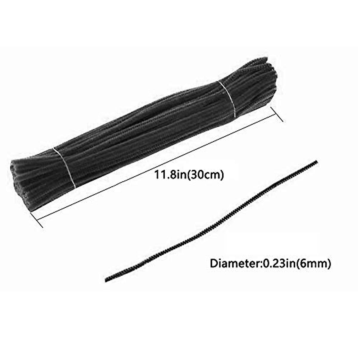 Lind Kitchen 100 PCS Black Fuzzy Chenille Stems Pipe for Arts and Crafts Handmade DIY Twisting Rods