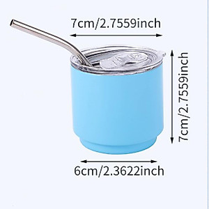 FUSSWIND Mini Tumbler Shot Glass with Straw - Mini Tumbler Shot Glass Set, Mini Tumbler Cups, Double Wall Tumbler Shot Glasses Set, Metal Mini 2oz Shot Glass Tumbler with Straw & Lid (3Pcs B)