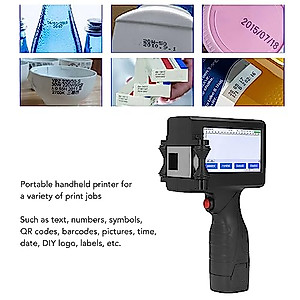 Tgoon Handheld Inkjet Printer, Portable Inkjet Printer US 100‑240V Unidirectional Printing Smoothly Operation Comfortable Handle for Office