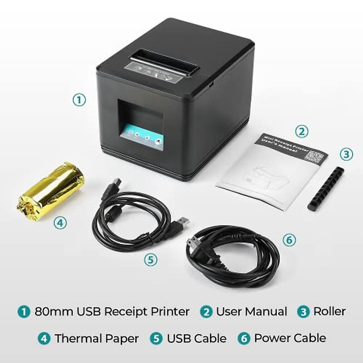 MUNBYN 80mm USB Receipt Printer, POS Printer with Auto Cutter ESC/POS Command Support Windows（Only USB Interface）