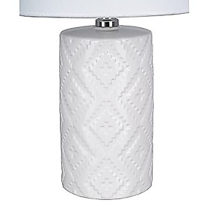 Catalina 23096-000 Farmhouse Quilt-Style Textured Ceramic Table Lamp, 15.5", White