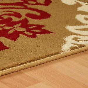 Superior Danvers Collection Area Rug, Modern Elegant Damask Pattern, 10mm Pile Height with Jute Backing, Affordable Contemporary Rugs - Brown, 8' x 10' Rug