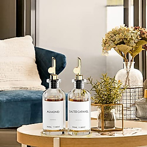 GAOHANG Olive Oil Dispenser Bottle for Kitchen, Coffee Syrup Dispenser, Glass Oil and Vinegar Dispenser Set for Cooking, Stainless Steel Weighted Pourer, Mouthwash Container, Farmhouse Kitchen Decor