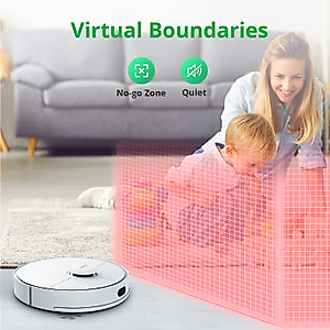 + 360 S5 LiDAR Robot Vacuum with Mapping Technology,2200Pa, Selective Room Cleaning, Schedule, Multi-Floor Mapping, No-Go Zones, Self Charge and Resume, Automatic Carpet Boost, Compatible with Alexa