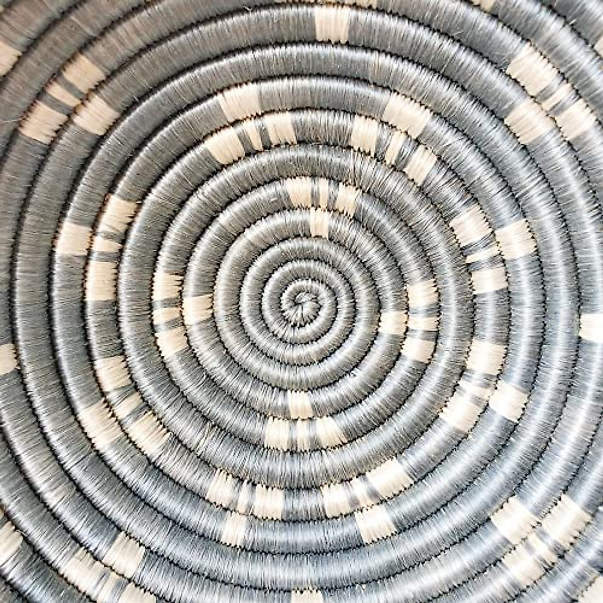 Small African Basket- Magoma/Rwanda Basket/Woven Bowl/Sisal & Sweetgrass Basket/Blue-Gray, White