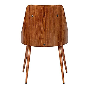 Armen Living Lily Dining Chair in Black Faux Leather and Walnut Wood Finish 20 x 31 x 23