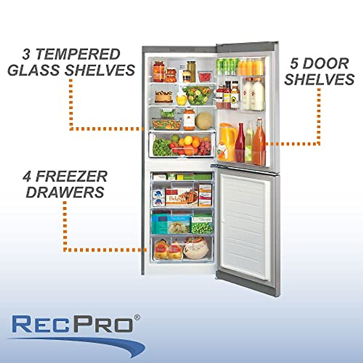 LG RV Refrigerator LBNC10551V 10.1 Cu. Ft. Refrigerator with Bottom Freezer in Platinum Silver with Reversible Door Refrigerator 110V