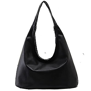 Dayfine Vintage Hobo Bags for Women Single Shoulder Bag Soft Vegan Leather Handbags and Purses Ladies Casual Zip Handbag Size-Black