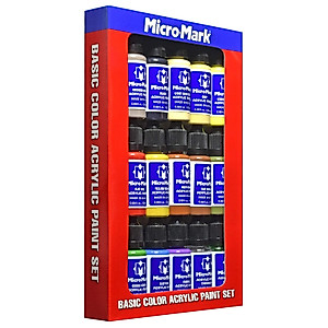 Micro-Mark Basic Color Model Paint Set - Versatile Paint Set for Models, Miniatures, Game Figures, Canvas, and Crafts