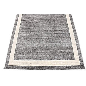 Unique Loom Del Mar Collection Area Rug-Transitional Inspired with Modern Contemporary Design, Rectangular 5' 0" x 8' 0", Gray/Ivory