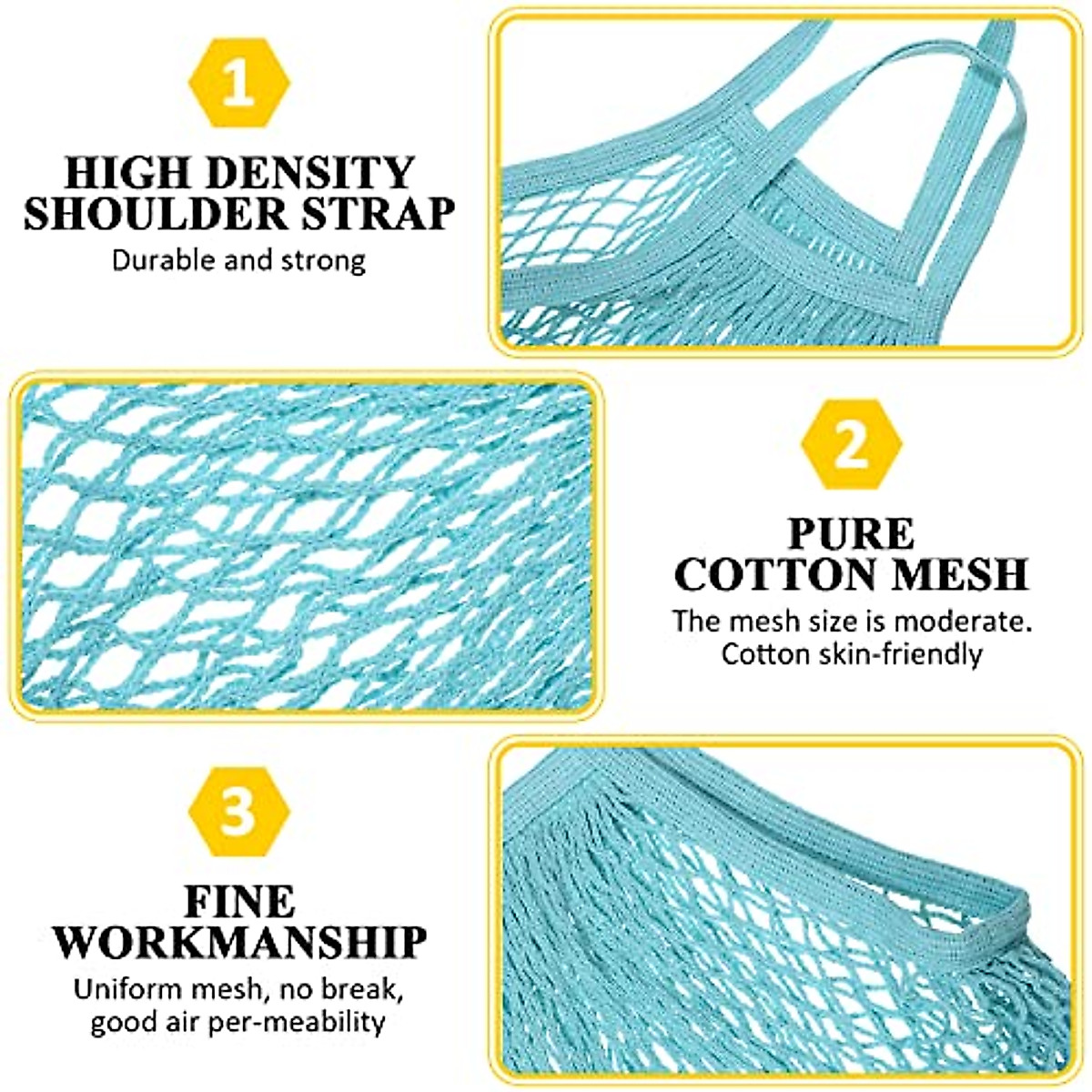 12 Pack Reusable Mesh Grocery Bags Large Crochet Market Bag Cotton Kitchen Netted Tote Bag Grocery Shopping Produce Bag Net Beach Bag for Fruit Vegetable Food Storage Organizer, 12 Colors