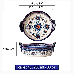 Large Serving Soup Bowl with Handles, Stackable Bowls for Soup, Cereal, Oatmeal, French Onion Soup Oven Microwave Dishwasher Safe (Color : Plum bossom)