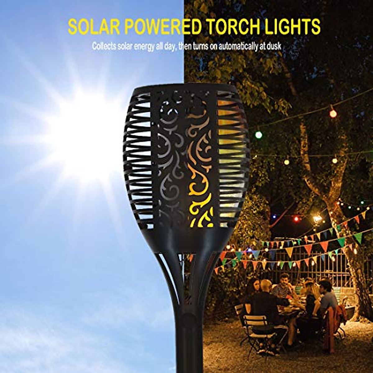 Maksone 6 Pack Torches Solar Outdoor Lights LED Larger Size Flickering Flames Light Waterproof Landscape Decoration Lighting Dusk to Dawn Auto On/Off
