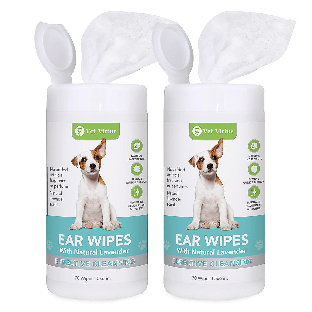 VET-VIRTUE Fragrance Free Ear Wipes for Dogs