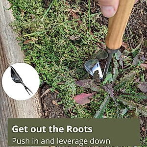 Weed Puller and Patio Paver Weeding Tool Set - Two Classic, Heavy Duty, Stainless Steel Weeding Tools with Beautiful Wooden Handles - by Truly Garden