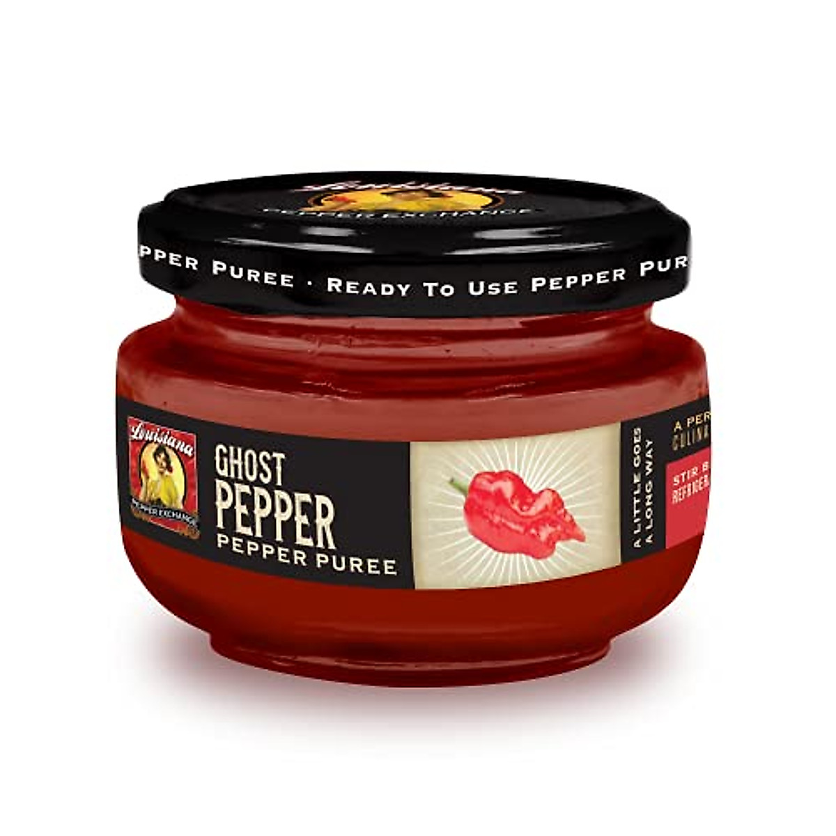 Ghost Pepper - Louisiana Pepper Exchange - Fresh Pepper Replacement (Ghost Pepper Puree) 1 Jar - Plant-Based, Gluten-Free, Simple Ingredients. Super hot chili pepper, great for hot wings, add to BBQ Sauce, Bloody Mary