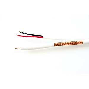 FiveStarCable RG59 Solid Bare Copper 1000ft Siamese Coaxial CCTV Cable, ETL Listed RG59 Combo Cable Solid 20 AWG RG59 + 18/2 18AWG Power, White