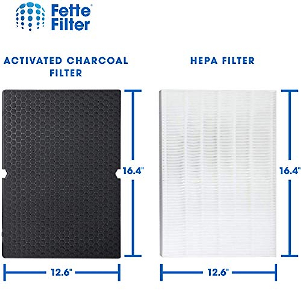 Fette Filter - 116130 Premium True HEPA H13 Filter H Compatible with Winix Filter H 116130 for Winix Model 5500-2 AM80 Air Purifier Includes 2 Pack Ture HEPA Filters + 2 Pack Activated Carbon Pre-Filters