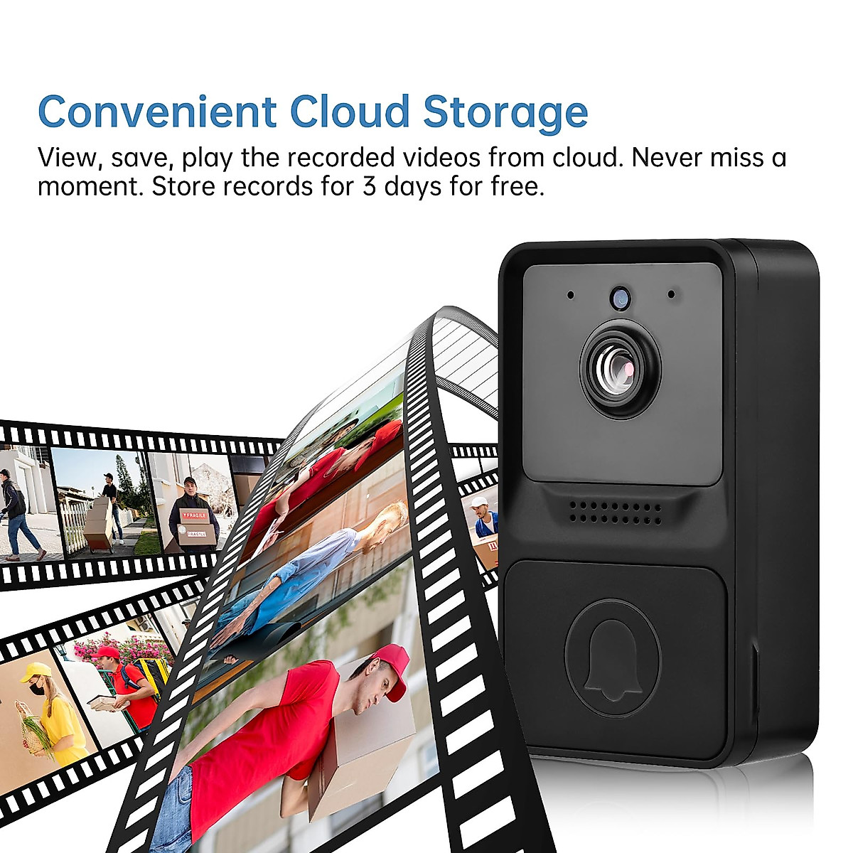 Hombasing Doorbell Camera, Video Doorbell with Chime, Night Vision, Cloud Storage, 1080P HD, 2-Way Audio, Rechargeable Battery, Cloud Storage