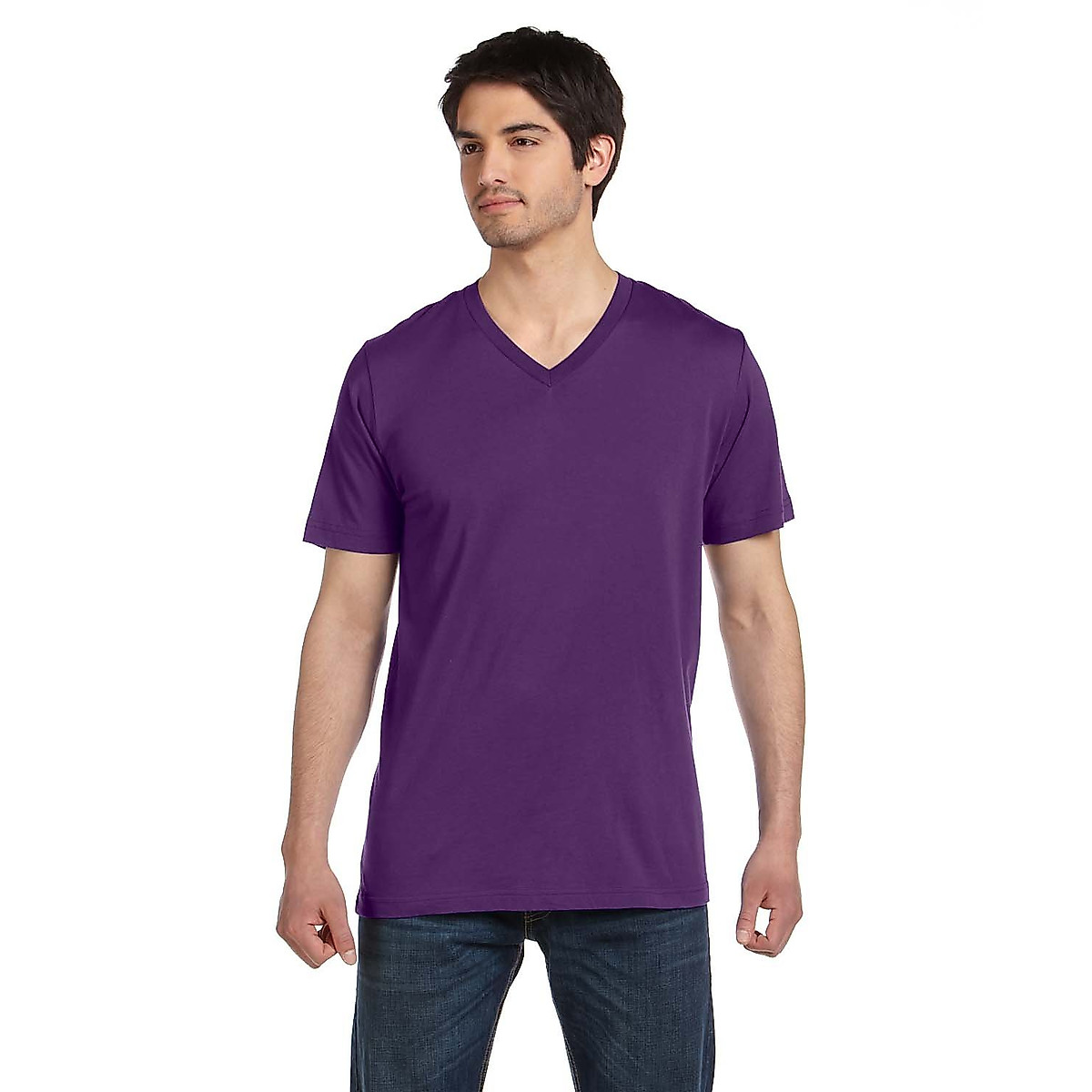 Bella + Canvas Unisex Jersey Short-Sleeve V-Neck T-Shirt L TEAM PURPLE