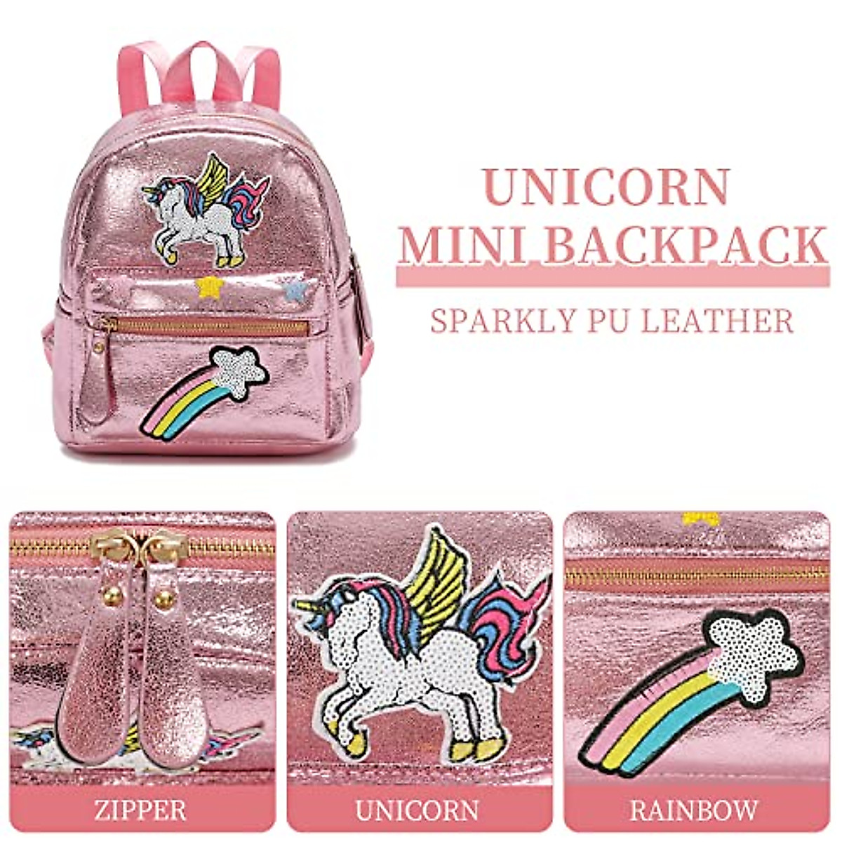 Qiuhome Unicorn Mini Backpack Girls Unicorn Bags Childrens (Pink)