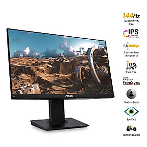 ASUS TUF Gaming VG249Q 23.8” Monitor 144Hz Full HD (1920 x 1080) 1ms IPS ELMB FreeSync Eye Care DisplayPort HDMI D-Sub,Black
