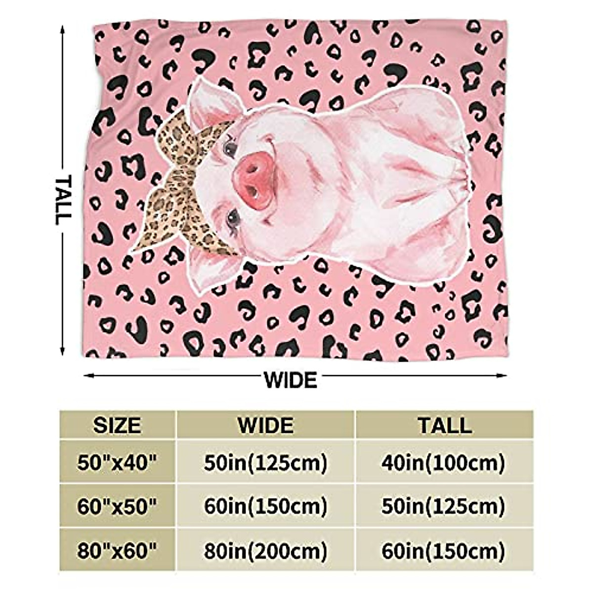 Cute Pig Cozy Soft Flannel Blanket Luxury Fleece Bed Blanket Throw Blanket Lightweight for Sofa Chair Bed for Couch Living Room 60"X50"