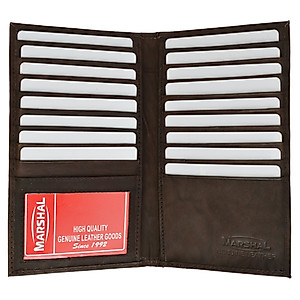 MARSHAL Wallet Womens Leather Long Credit Card Organizational Wallet (Brown)