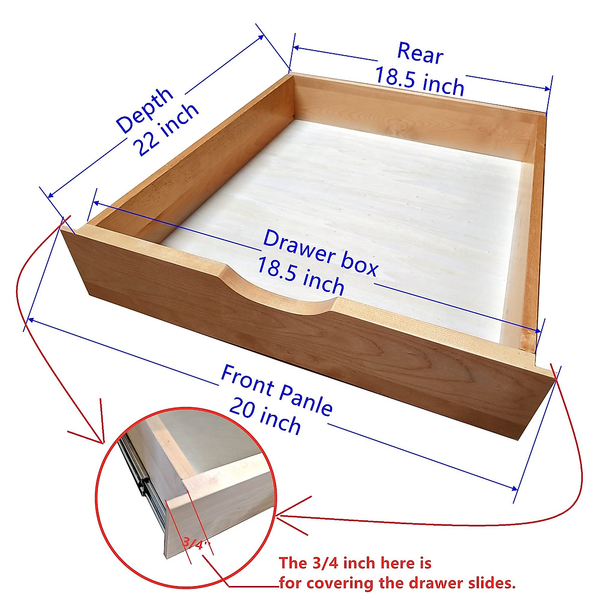 ELYSIAN 20'' Bottom Mount Soft Close Drawer Fully Assembled Wooden Drawer Organizer, Pull Out Under Cabinet Sliding Shelf Kitchen Pull Out Organizer Drawer Roll Out Wood Storage Cooking utensil drawer