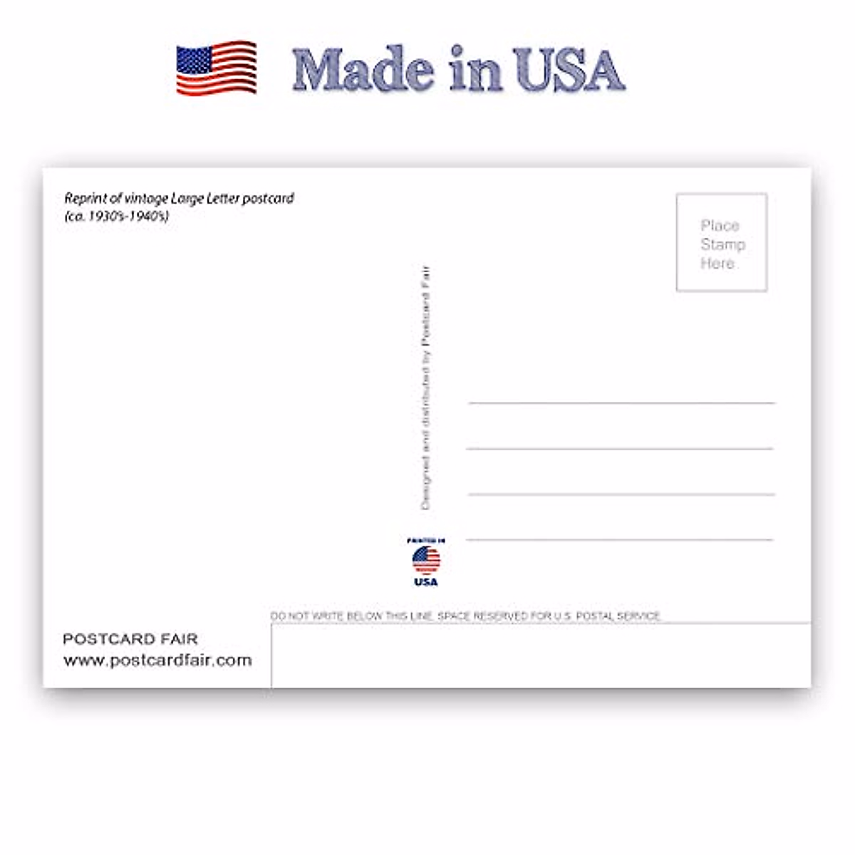 GREETINGS FROM PENNSYLVANIA vintage reprint postcard set of 20 identical postcards. Large letter US state name post card pack (ca. 1930's-1940's). Made in USA.