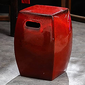 KIROJA Retro Nostalgic Ceramic Stool, Chinese Ceramic Stool, Shoe Changing Stool, for Study, Living Room (Color : Red)