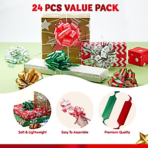 JOYIN 24 Pieces Wrap Ribbon Pull Bows (5" Wide); Easy and Fast Gift Wrapping Accessory, Bows, Baskets, Wine Bottles Decoration, Gift Wrapping and Decoration Present.