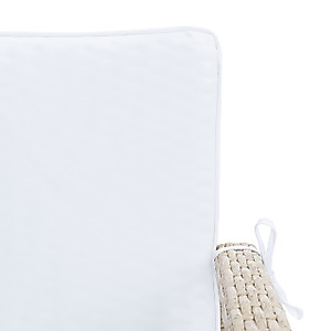 Safavieh Outdoor Collection Reslor Beige Wicker Cushion 4-Piece Living Set PAT7713B, Grey/White