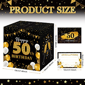 50th Birthday Party Message Card Box Cheers to 50 Years Advice and Wishes Card Box for Adults 50th Birthday Decorations Greeting Card Party Supplies 50th Anniversary Decor Tables Sign Decor