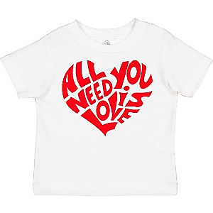 inktastic All You Need is Love Red Heart Shape Toddler T-Shirt 2T 0020 White 28a02