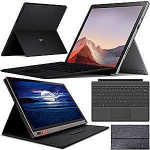 Microsoft Surface Pro 7 QWV-00007 12.3" Touch Screen Intel Core i5 Gen10 8GB Memory 256GB SSD Kit Dual 2 Monitor Office Bundle + Type Cover Keyboard + Deco Gear 15.6" Portable IPS Touchscreen Monitor