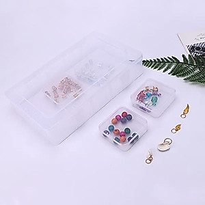 13Pcs Beads Storage Containers Box, Mixed Sizes Clear Plastic Storage Cases with Hinged Lid, Empty Plastic Boxes for Jewelry, Earring, Rings, Keys, Coins, Easy to Distinguish(Clear)