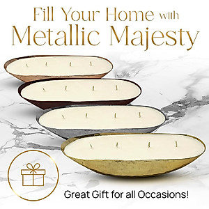 Dough Bowl Candle Co. Luxury Candle - Luxury Candles for Home, 12x5x2 Inch Gold Luxury Candles for Women and Men, 4 Wick Fancy Candles, Candles for All Occasions (Palo Santo and Patchouli, Gold)