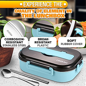 Lunch Containers for Adults - Bento Lunch Box with Compartments for Hot Food Warmer - Hot Lunch Box Accessories for Adults - Stainless Steel Food Storage Container Lunch Box - Portable Lunch Warmer