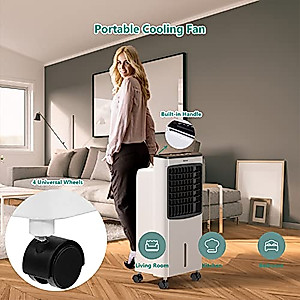 COSTWAY Evaporative Cooler, 3-in-1 Air Cooler with Remote Control, 3-Mode, 3-Speed and 7.5H Timer Function, Include Ice Boxes, Water Tank and Casters, Portable Air Conditioner for Room Home Office