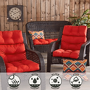 Greendale Home Fashions Outdoor 44 x 22-inch High Back Chair Cushion, Set of 2, Fire 2 Count